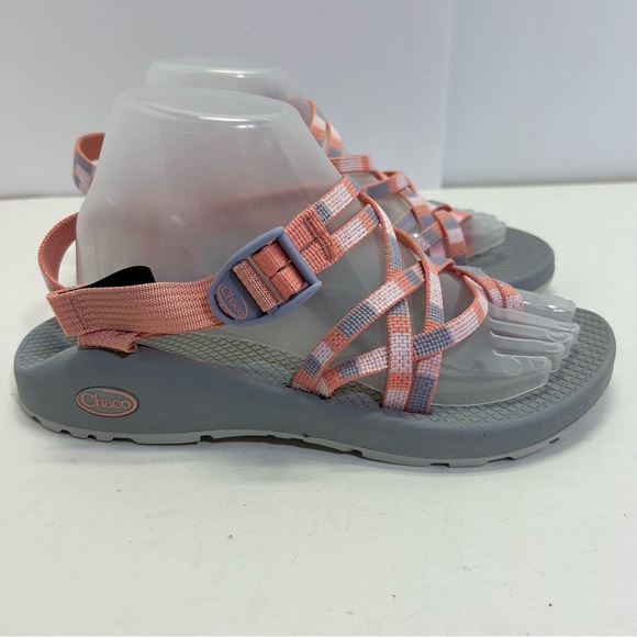 Chaco | Shoes | Chaco Zx2 Pink And Gray Womens Classic Strappy Sandals ...